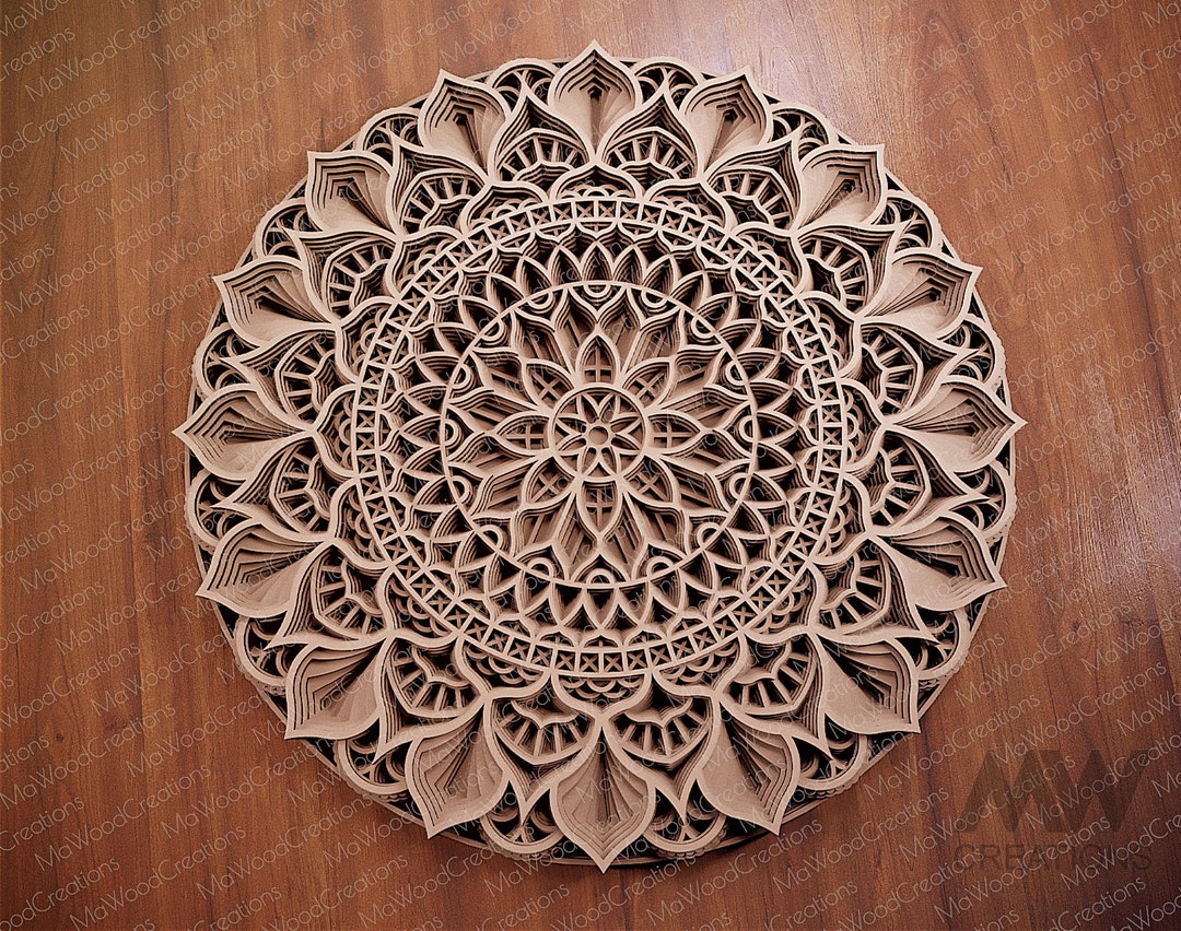 Laser Cut Layered Geometry Mandala, Multi-layer Mandala SVG Dxf, 3D SVG ...
