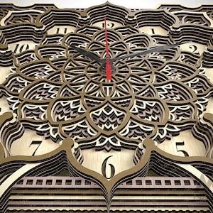 Laser Cut Multi-layer Clock Svg Dxf, Mandala Clock Svg, 3d Svg Clock ...