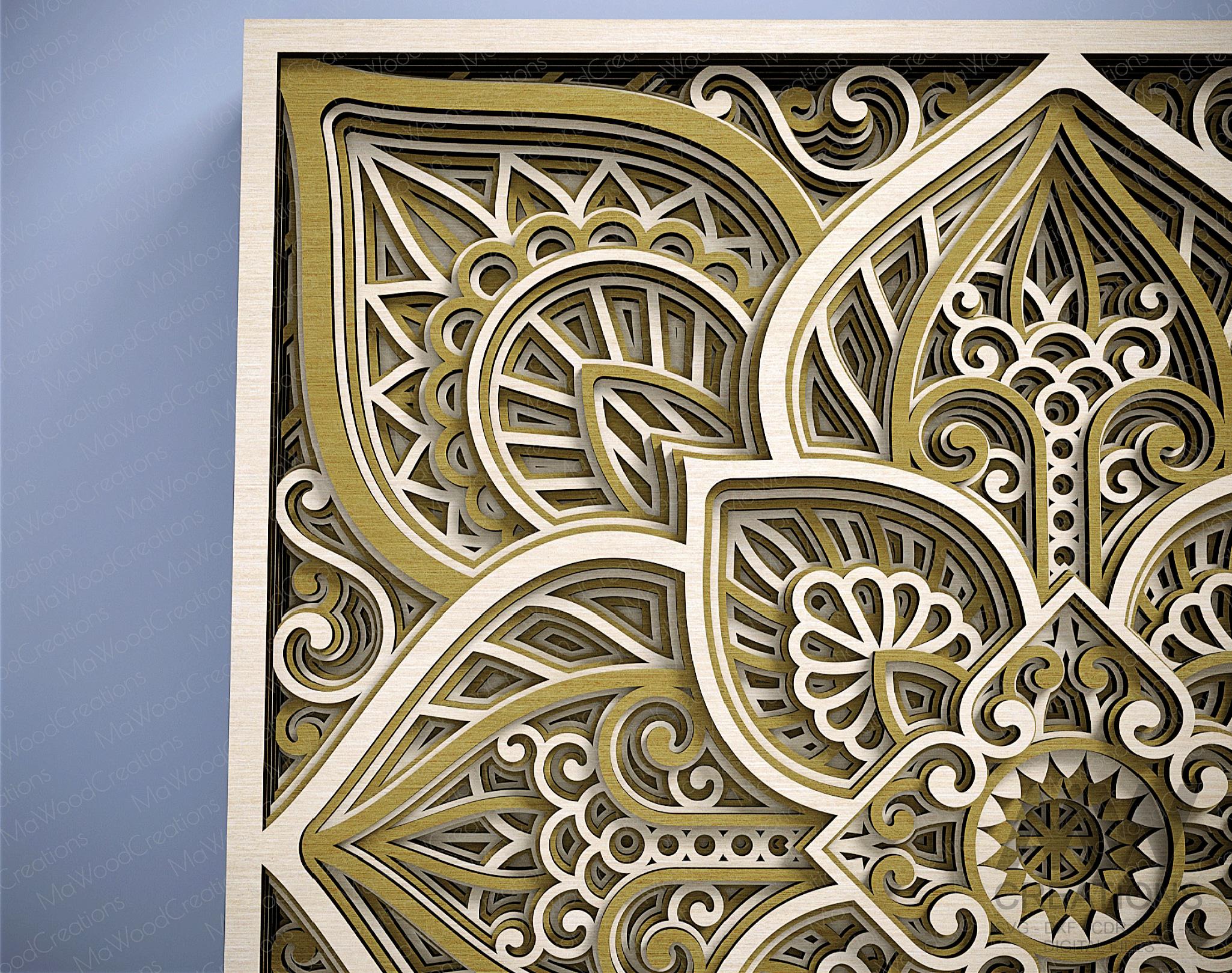 Laser Cut 9 Layer Mandala Svg Dxf, Multi-layer Mandala SVG for Cricut ...