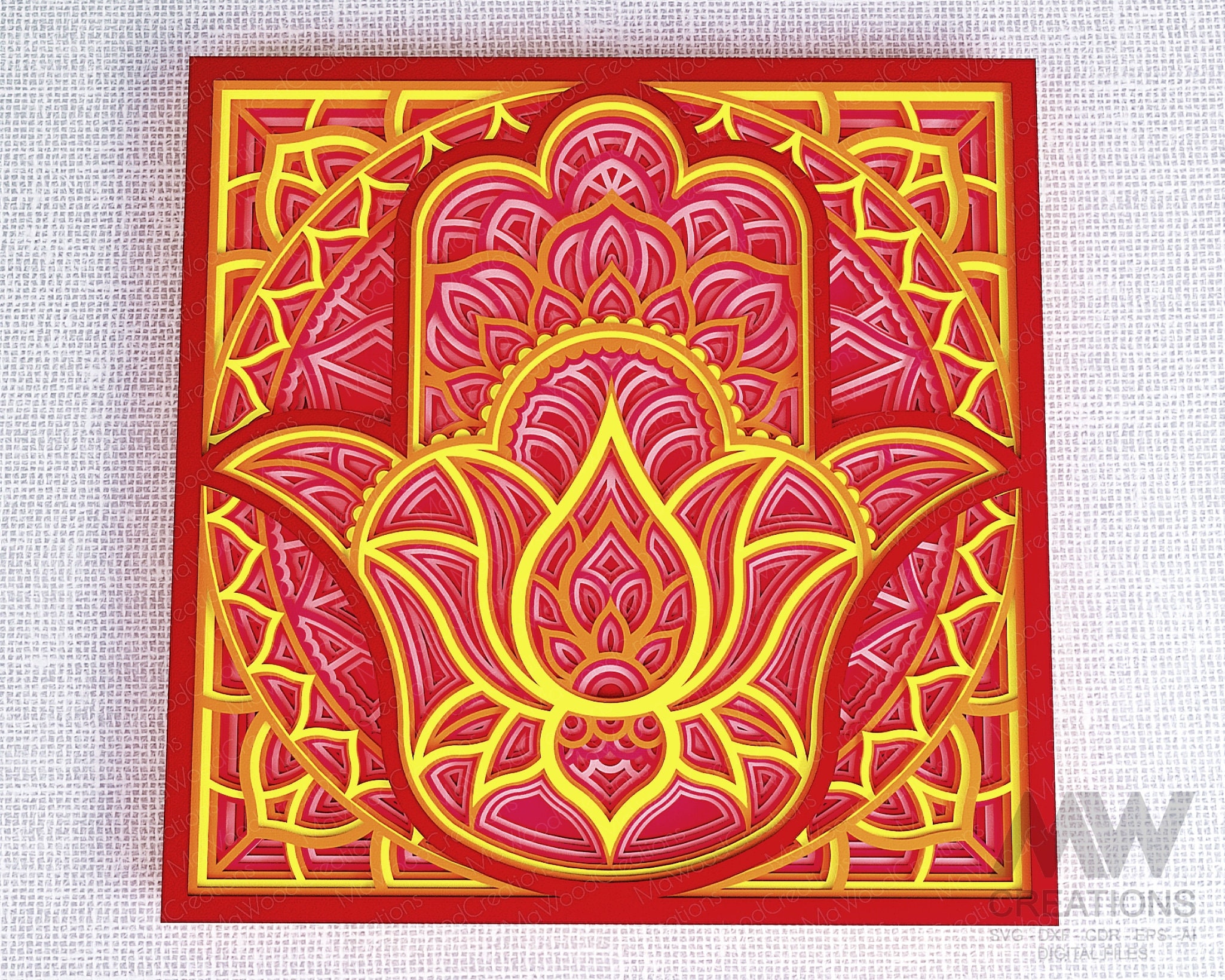 Hamsa Hand Mandala SVG Dxf 3d SVG Hamsa Layered Hamsa - Etsy