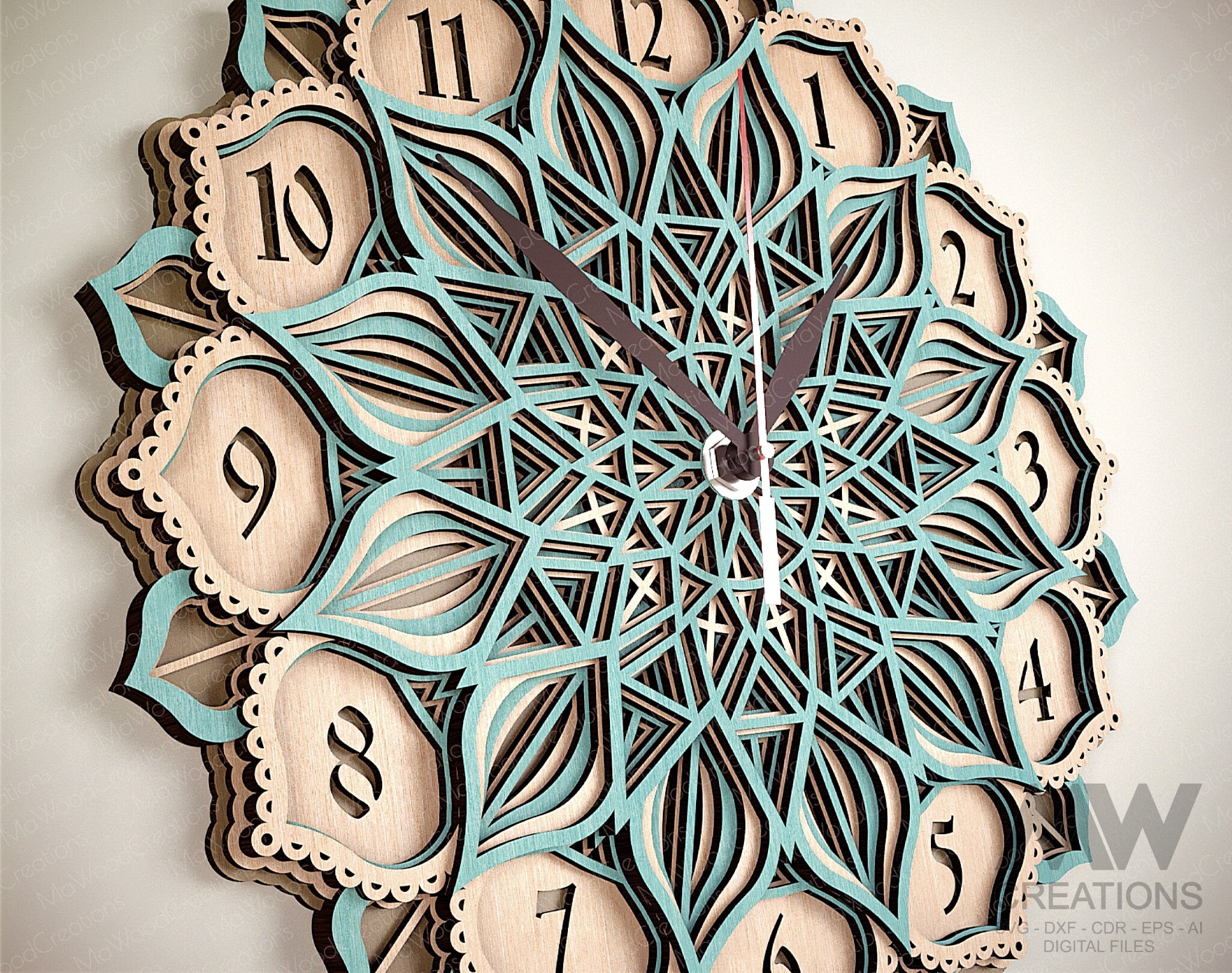 5 Layer Clock Svg Mandala Clock SVG Dxf Laser cut Clock - Etsy México