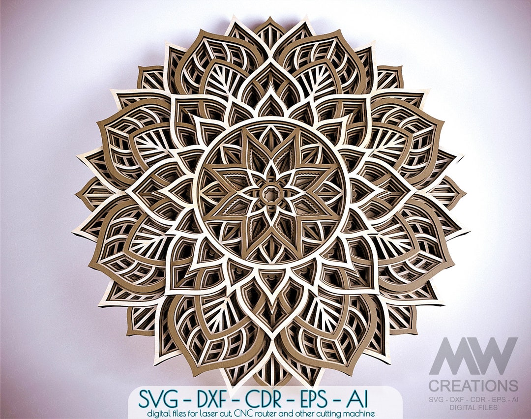 Mandala Laser Cut SVG Dxf, Mandala SVG Cutting File, Multi-layer ...