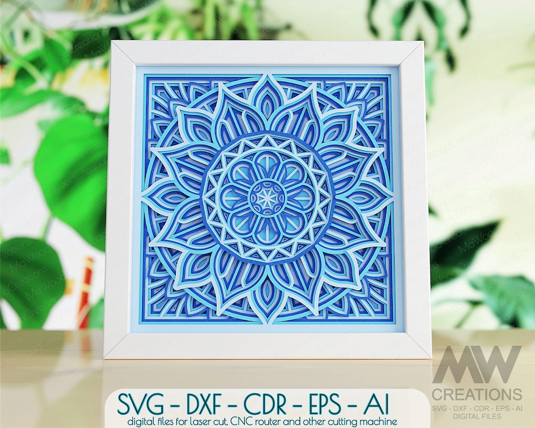 8 Layer Mandala Svg Dxf Paper Cut File, Layered Mandala SVG, 3d Svg ...