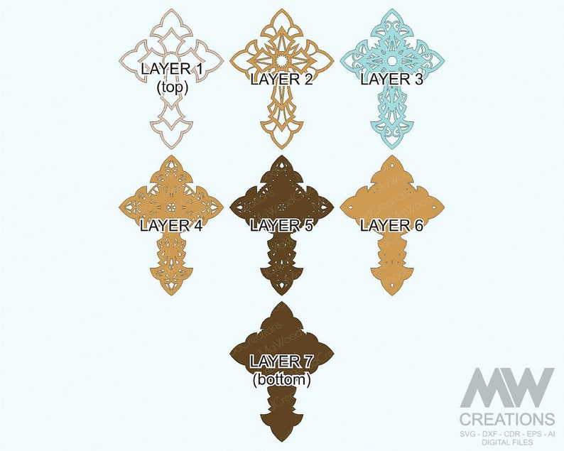 Multi-layer Cross Svg Dxf Christian Cross Svg Dxf Catholic - Etsy
