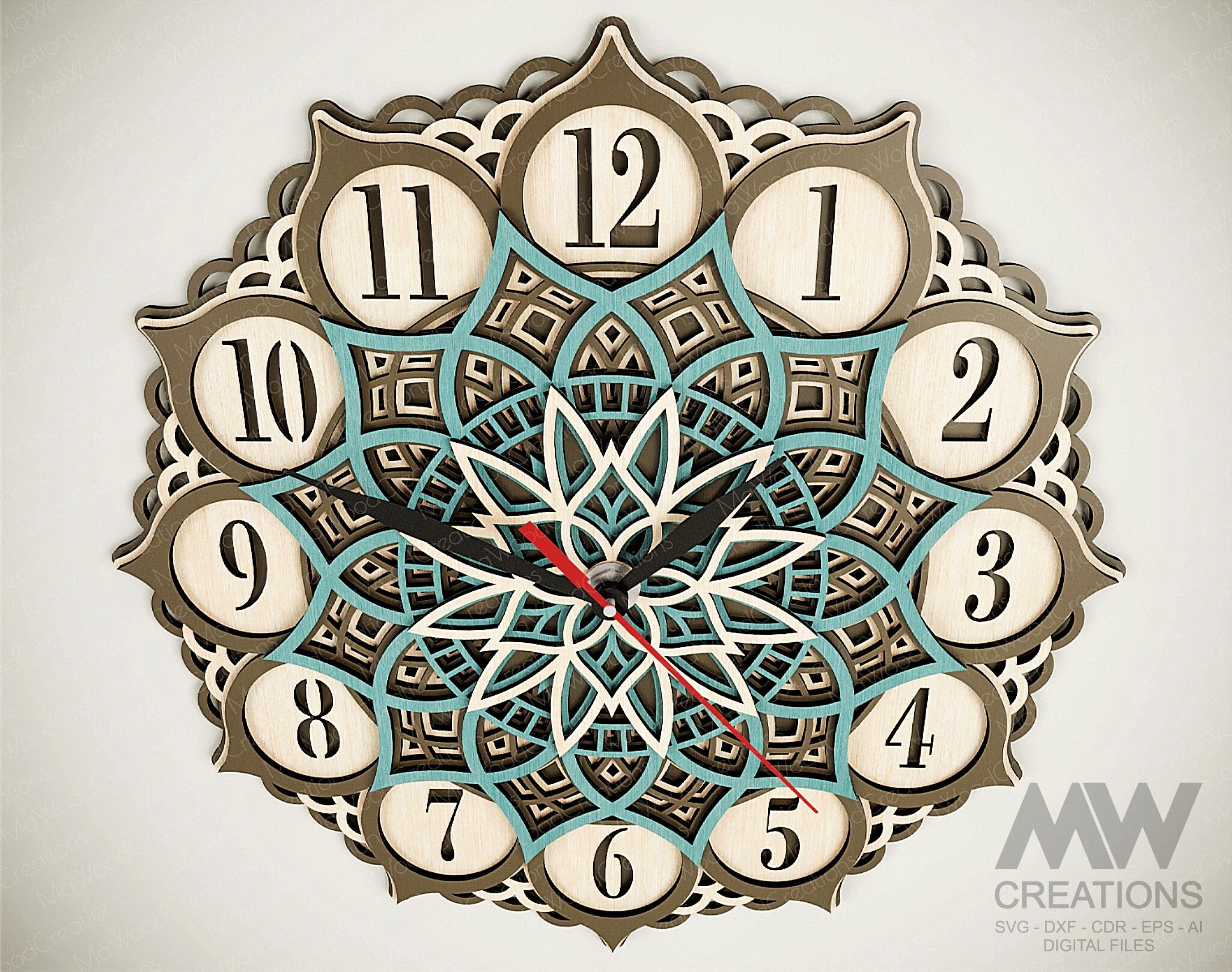 5 Layer SVG Clock Cut Files Laser Cut Mandala Clock Svg Dxf - Etsy Canada