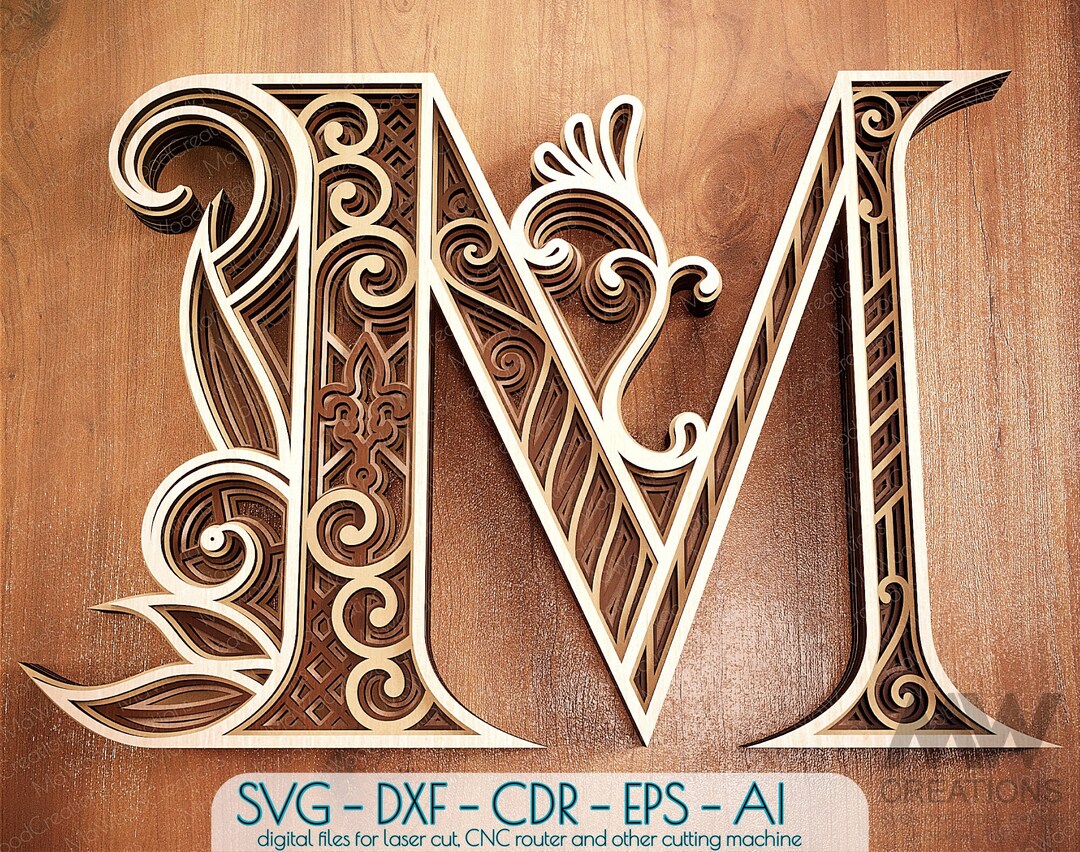 Layered Letter M, Layered Letters SVG, Multi Layer Letters, Letters SVG ...