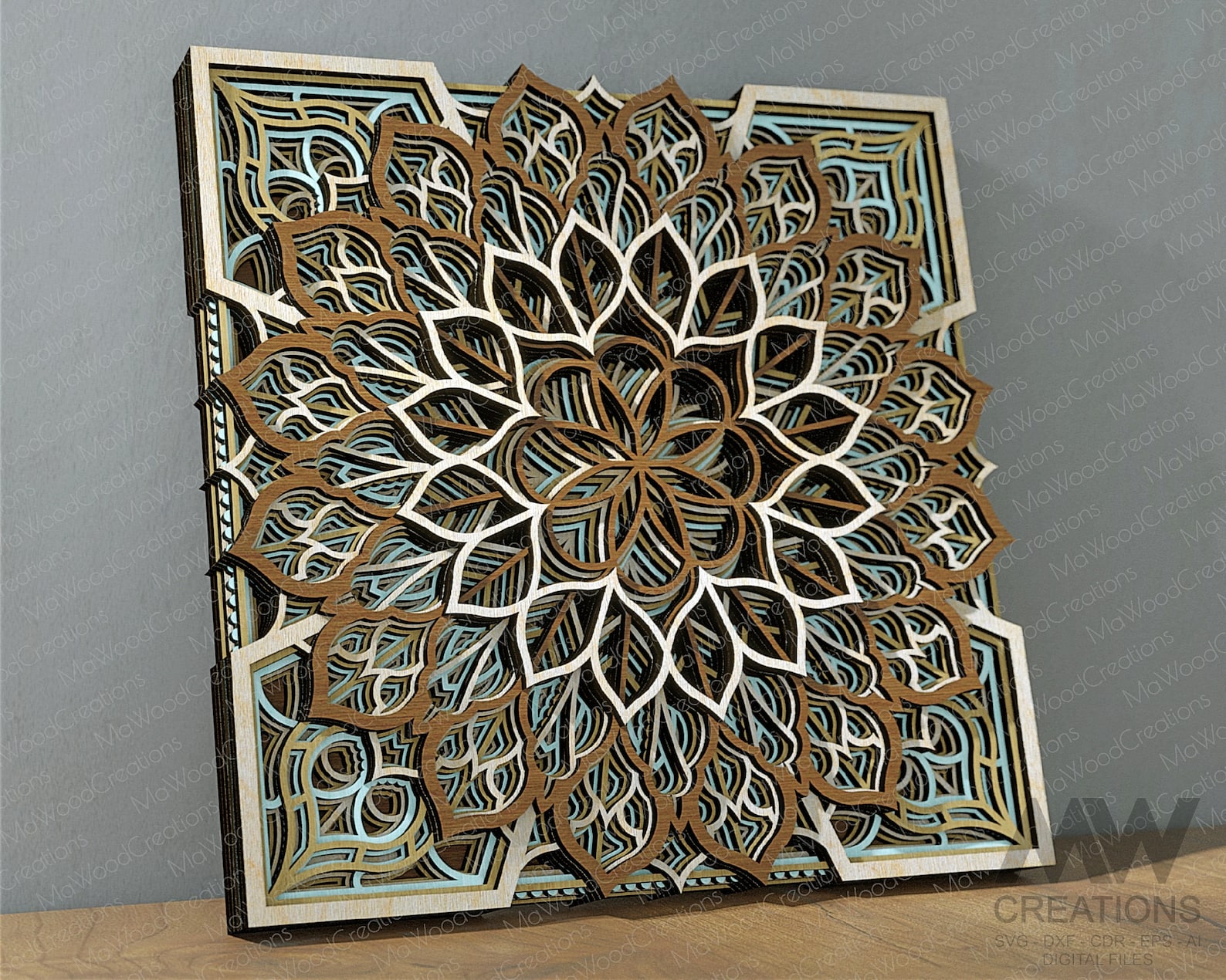 Laser Cut Layered Mandala SVG DXF, 3D Flower Mandala SVG, Multilayer ...