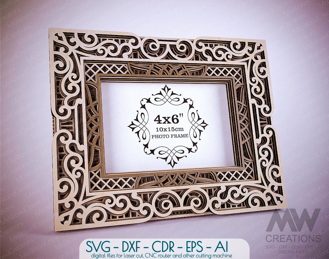 Laser Cut Multi Layer Frame SVG DXF, 4x6 Photo Frame Svg, Laser Cut ...