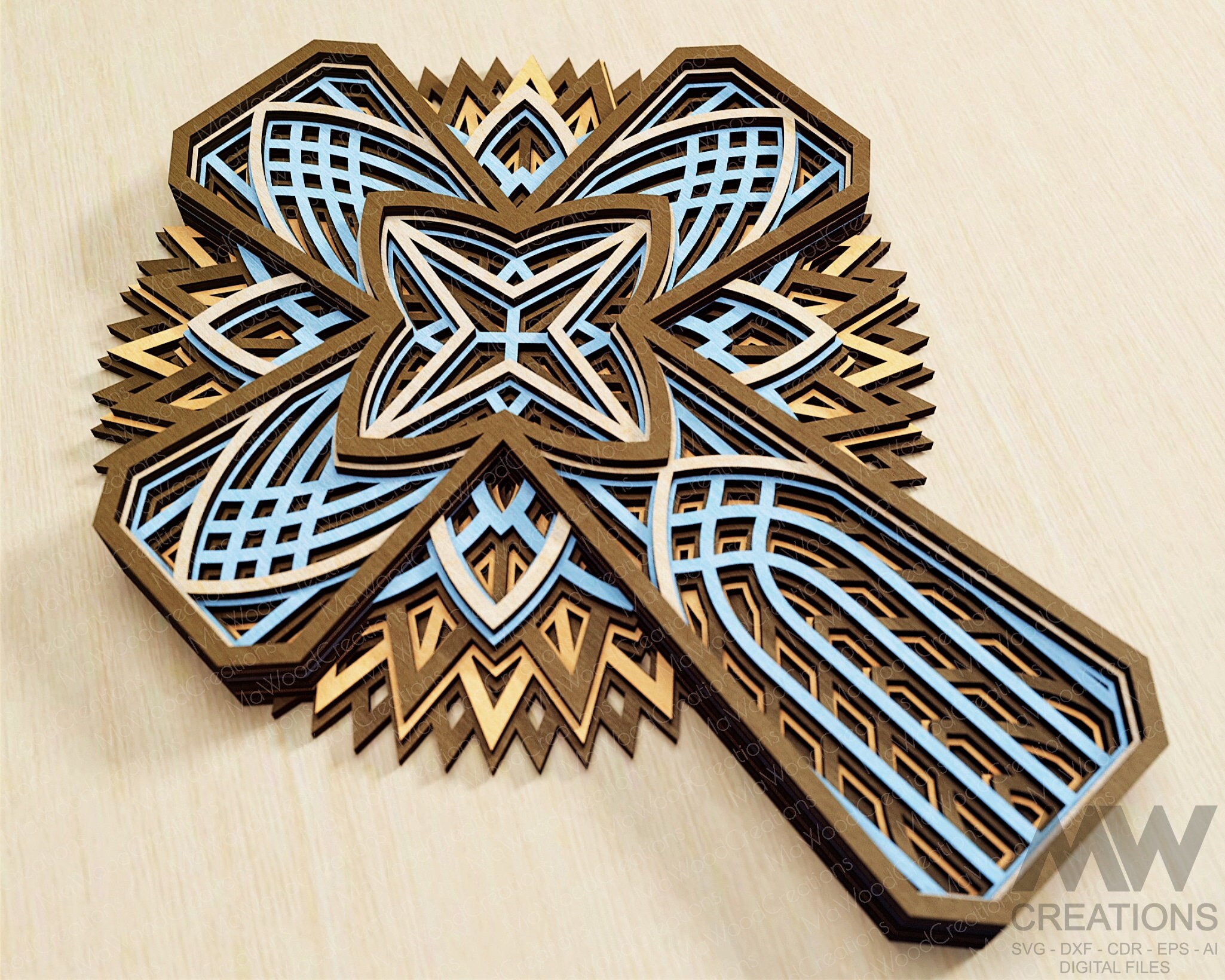 Laser Cut Multilayer Cross Svg Dxf 3D SVG Cross Religious - Etsy