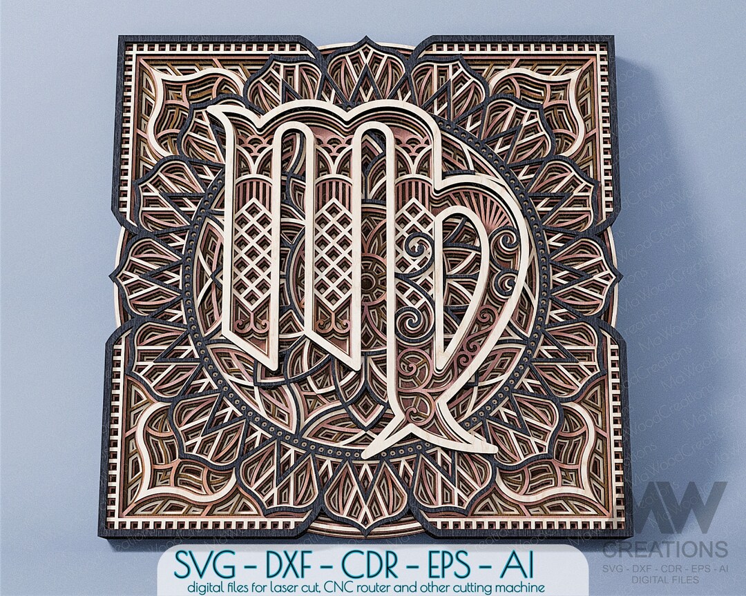 Virgo Zodiac Sign, Multilayer Virgo Mandala, Laser Cut Zodiac Signs Svg ...