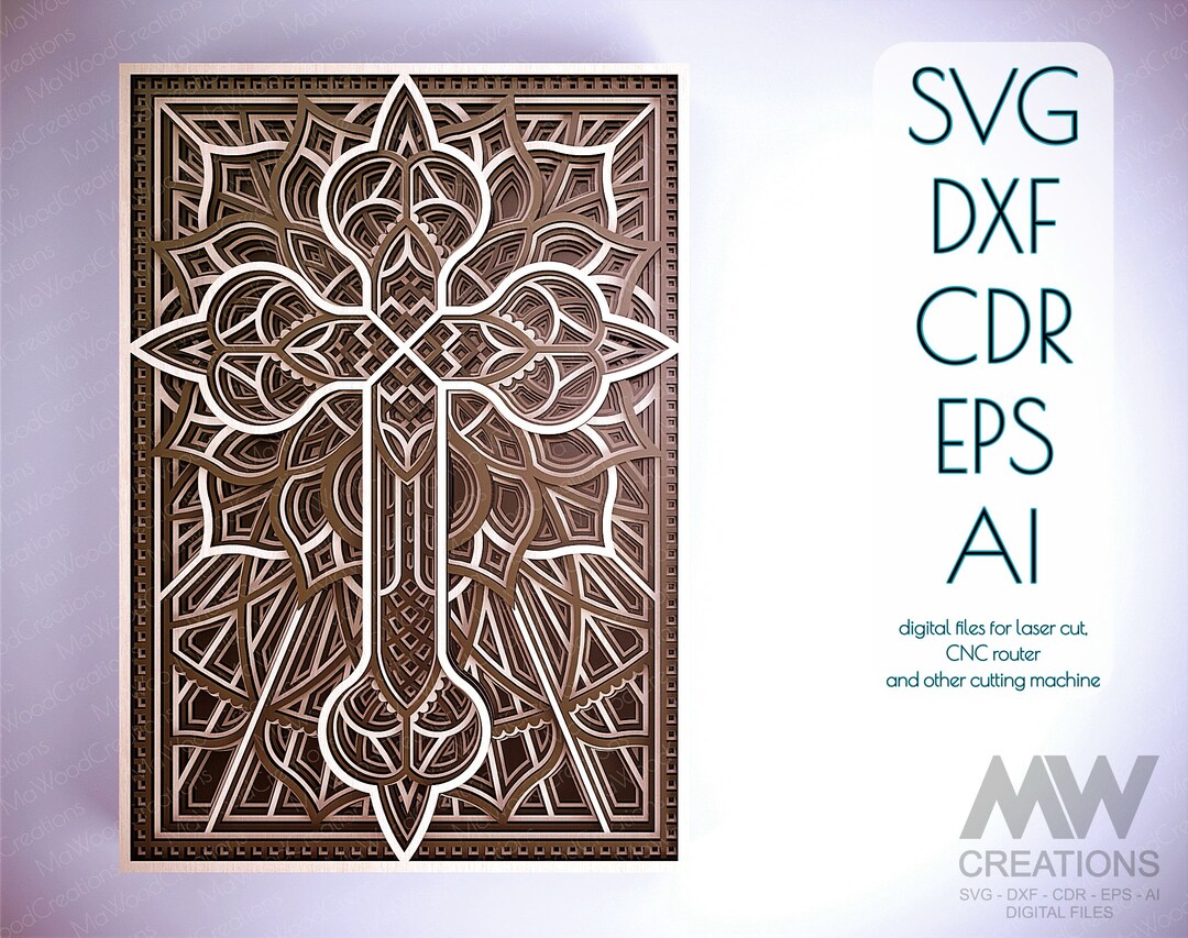 Laser Cut Multilayer Cross Svg Dxf, Christian Cross SVG, Multi Layer ...