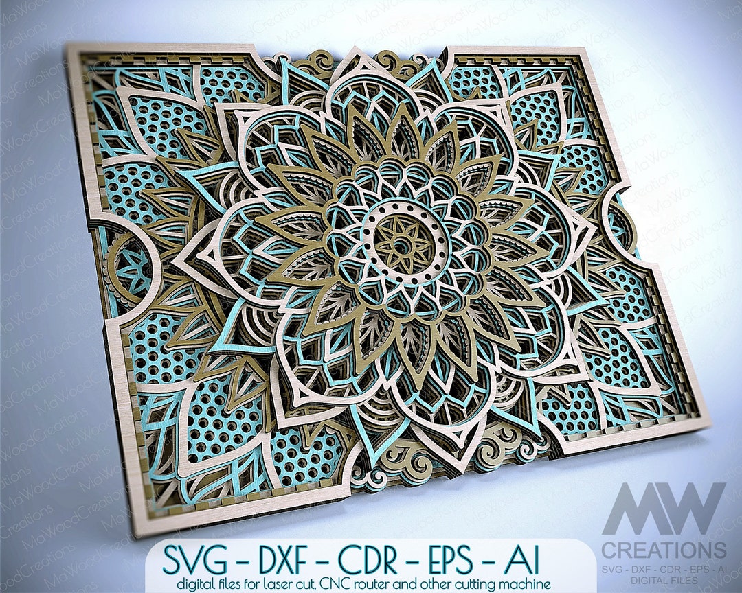 3d SVG Mandala Pattern, Rectangular Mandala SVG Dxf, Cricut Svg Mandala ...
