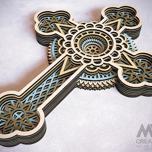 3D Layered Cross, Christian Cross SVG, Multi Layer Cross Svg, Laser Cut ...