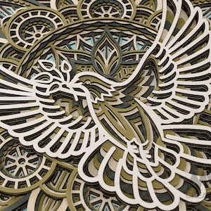 Laser Cut Rock Dove Mandala SVG Dxf, 3D Svg Pigeon Mandala, Glowforge ...