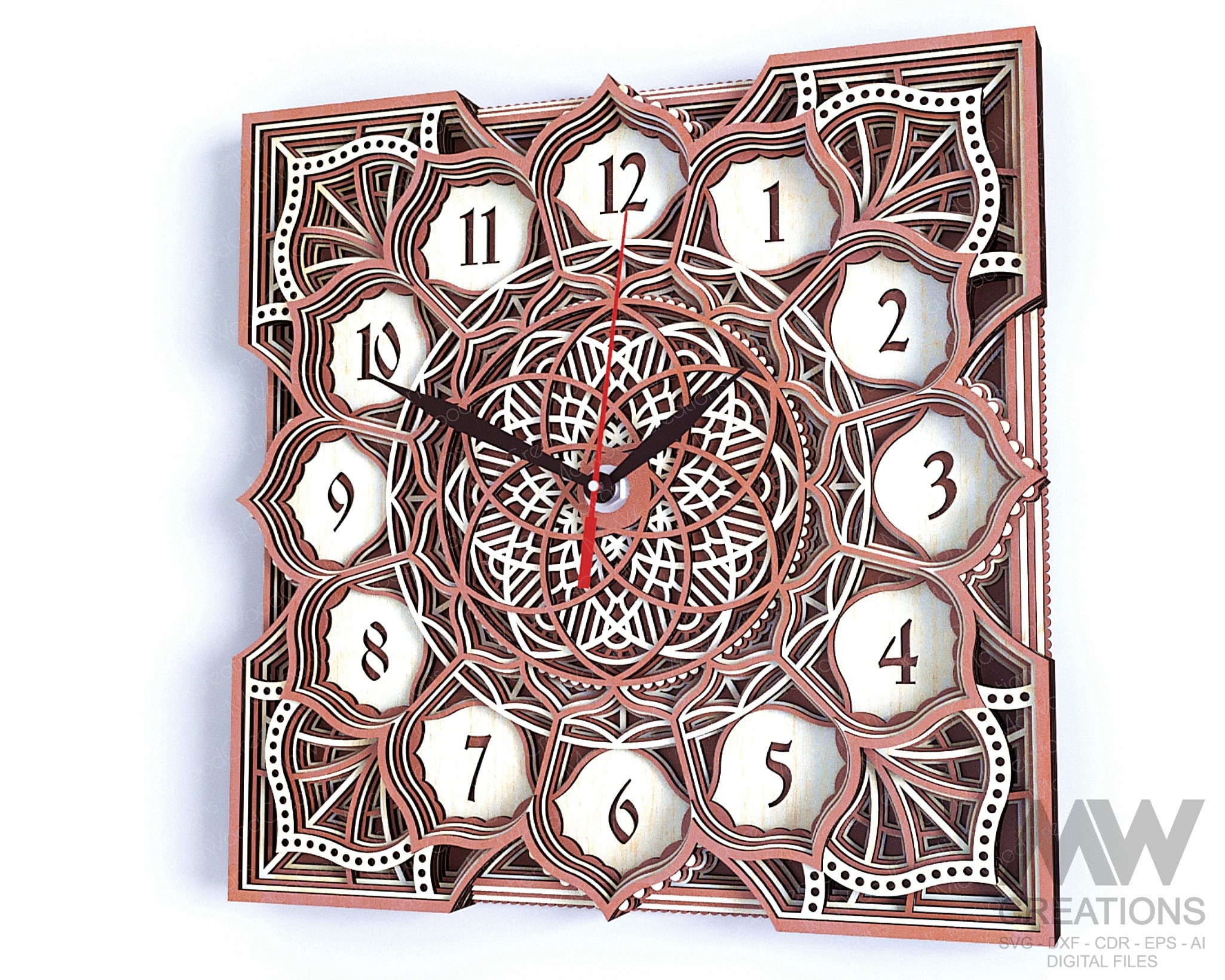 Multi Layer Clock Svg Mandala Clock SVG Dxf Laser Cut Clock - Etsy