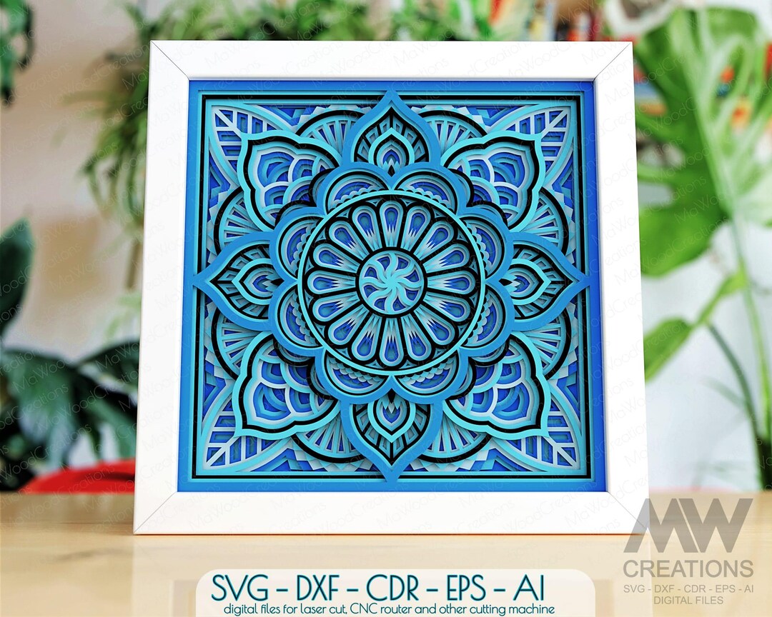 3D Layer Mandala SVG DXF, Multilayer Mandala Shadow Box Cutting Files ...