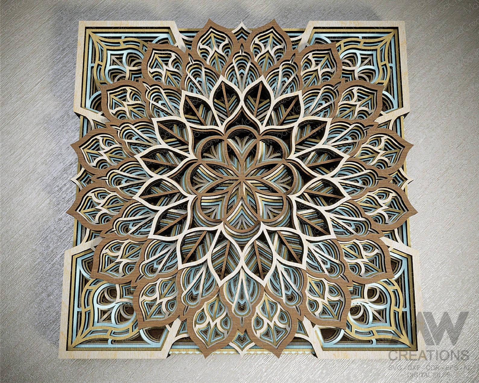Laser Cut Layered Mandala SVG DXF, 3D Flower Mandala SVG, Multilayer ...