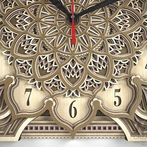 Laser Cut Multi-layer Clock Svg Dxf, Mandala Clock Svg, 3d Svg Clock ...