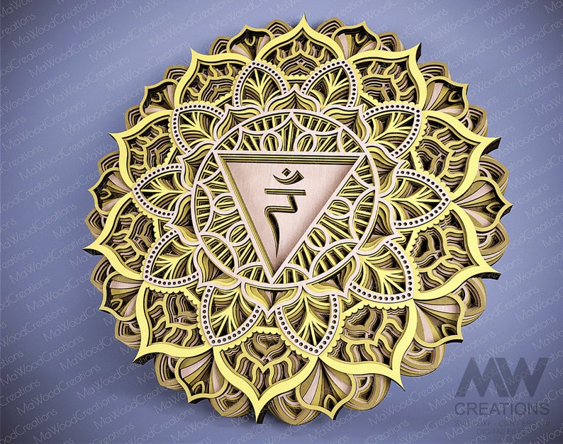 Solar Plexus Mandala SVG DXF, Manipura Chakra, Layered Mandala Files ...