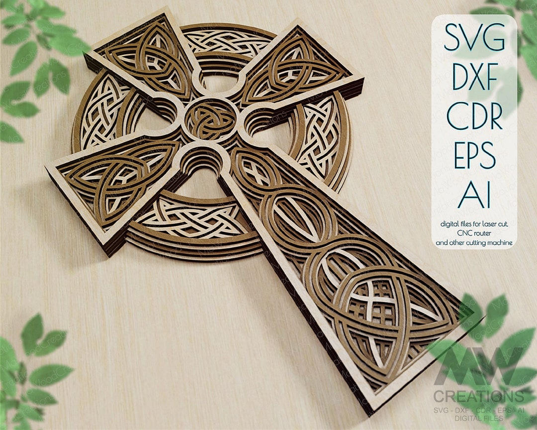 Multilayer Celtic Cross SVG, Laser Cut Celtic Knot Svg, Cricut Cross ...