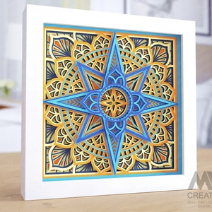 Compass Mandala SVG Dxf, Layered Compass Svg, Shadowbox Compass Paper ...