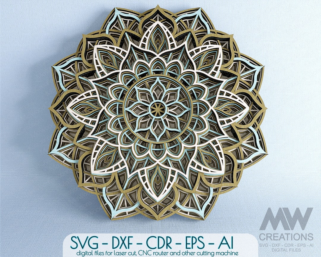 3d Layer Mandala SVG, Laser Cut Multilayer Circle Mandala Dxf Svg ...