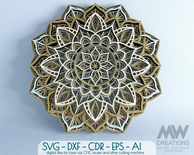 3d Layer Mandala SVG Laser Cut Multilayer Circle Mandala Dxf - Etsy