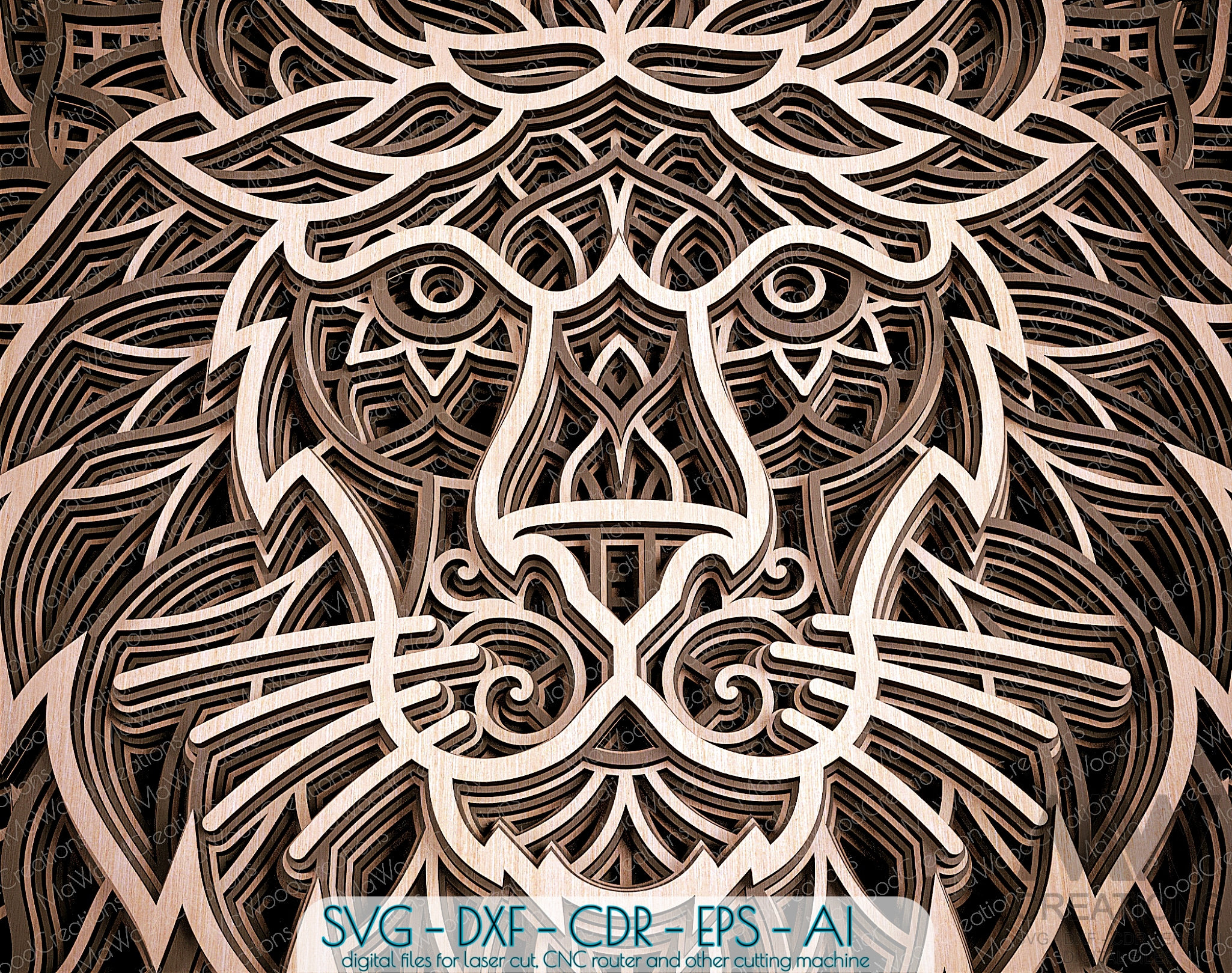 Lion Mandala Laser Cut SVG Dxf 3D SVG Lion Layered Lion Head - Etsy UK