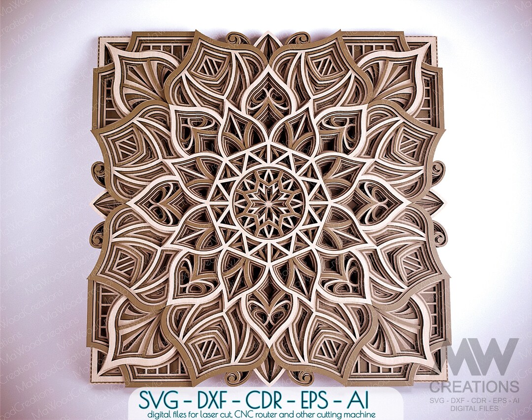 Laser Cut Mandala SVG Dxf, Mandala SVG Cutting File, Multi-layer ...