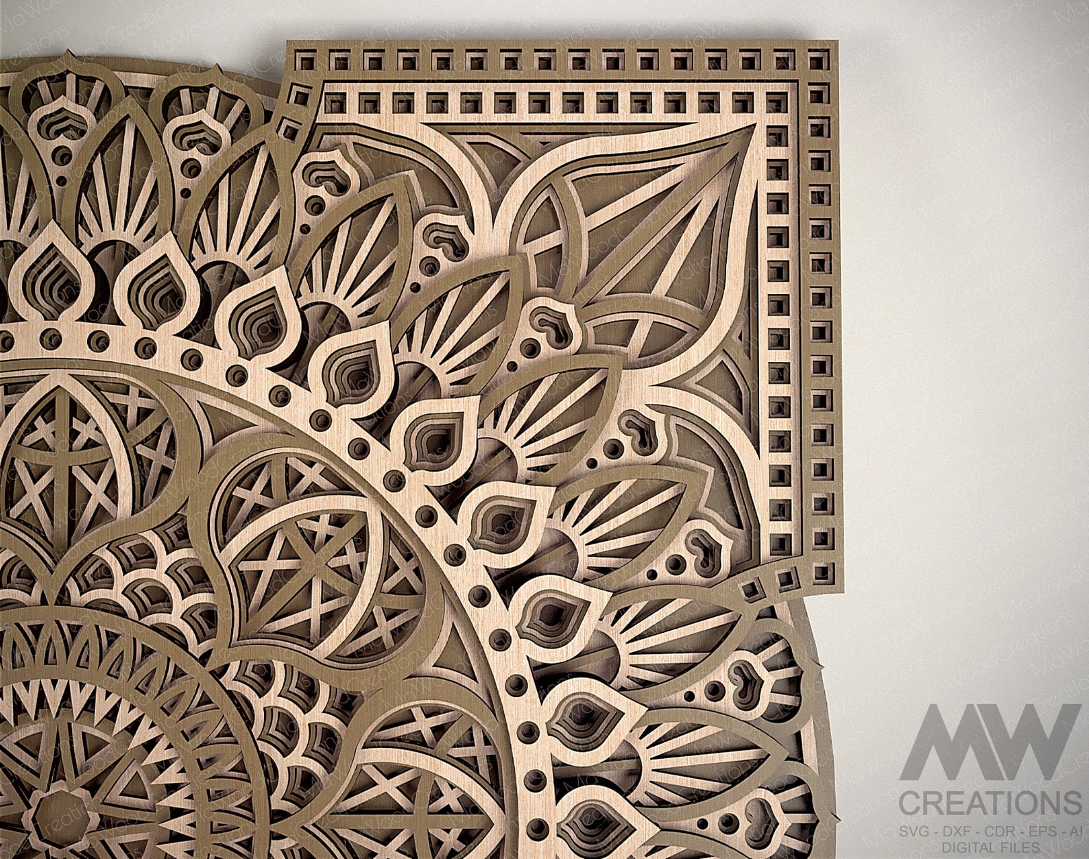 Laser Cut Multi-layer Mandala SVG Dxf, 3d SVG Mandala, Cricut Mandala ...