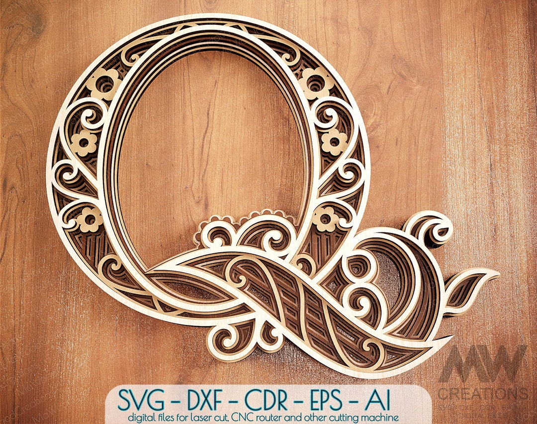 Layered Letter Q, Layered Letters SVG, Multi Layer Letters, Letters SVG ...