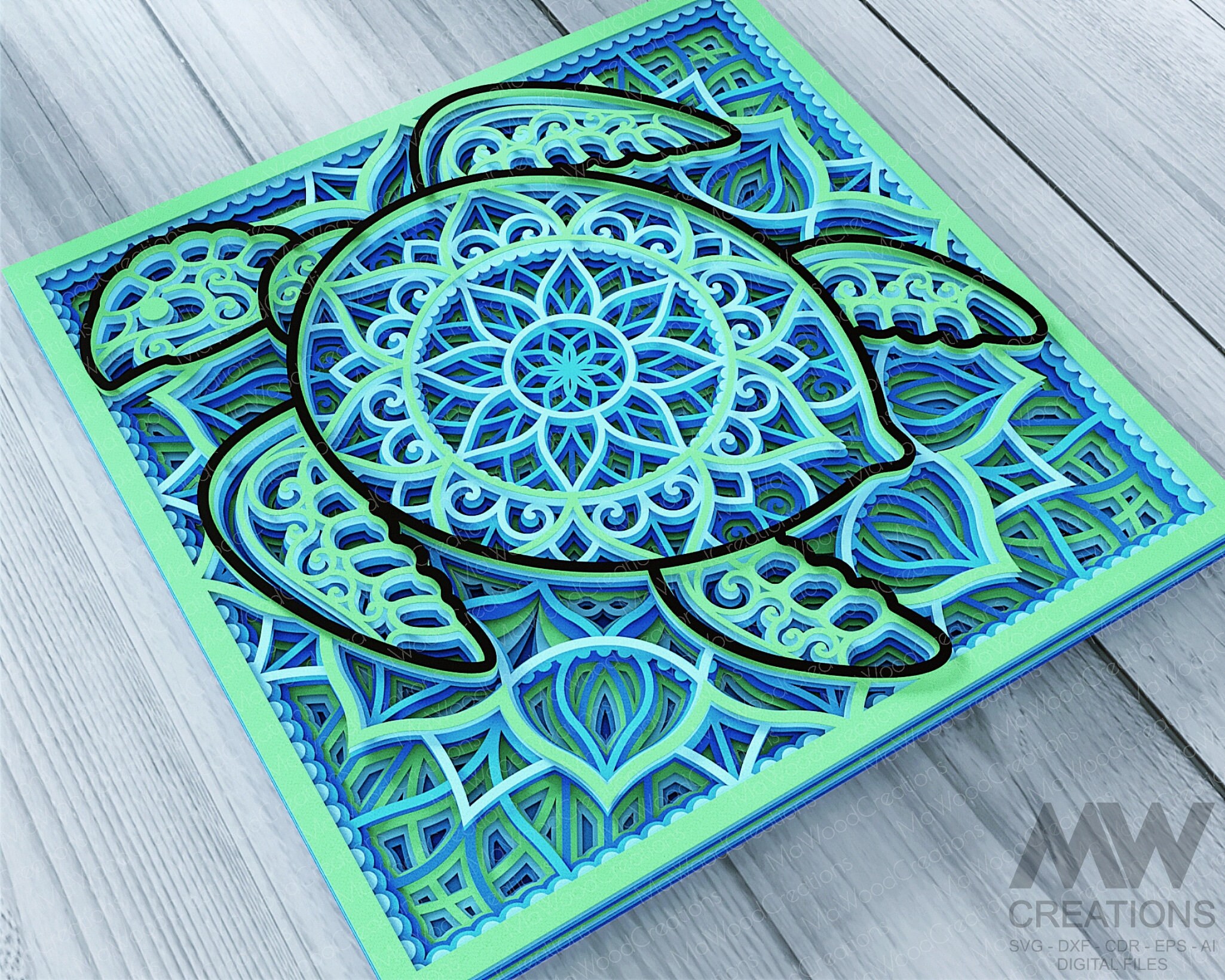 Layered Turtle Mandala SVG Dxf 3D Turtle Svg Multi-layer - Etsy