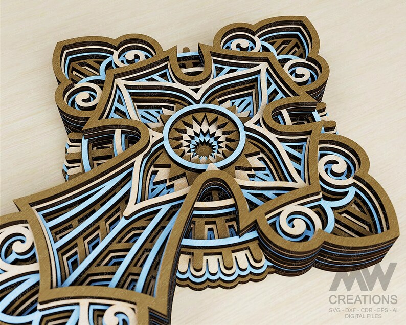 Layered Cross SVG 3D SVG Cross Wood Layered Cross SVG Dxf - Etsy