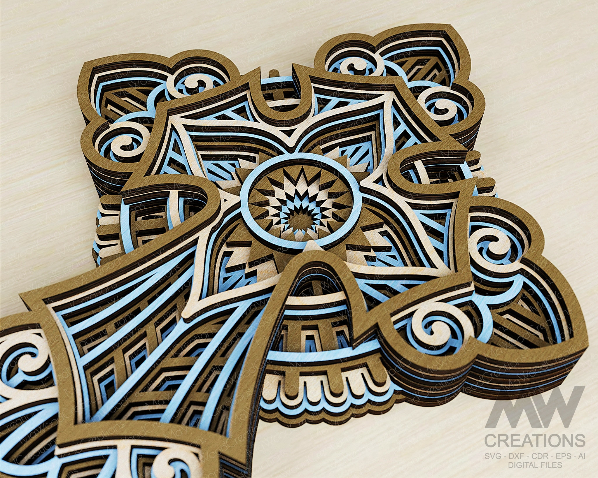 Layered Cross SVG 3D SVG Cross Wood Layered Cross SVG Dxf - Etsy