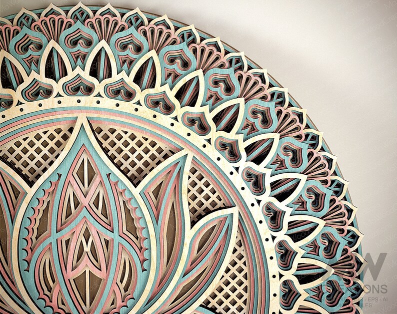 Lotus Flower Mandala SVG DXF, 3D Layer Flower Mandala SVG, Multi Layer ...