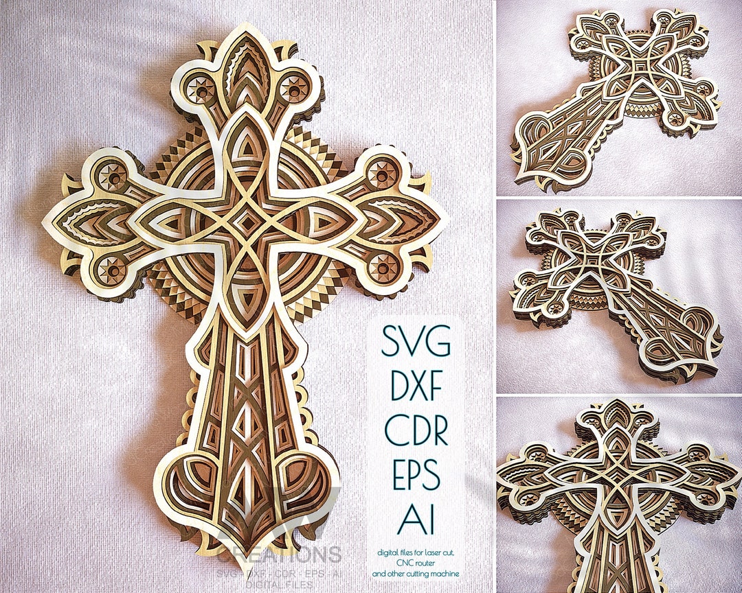 Laser Cut Multilayer Cross SVG Dxf, 3d SVG Layered Cross, 3d Layer ...