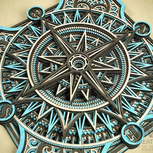 Multi-layer Compass Mandala, Laser Cut Compass 3D Mandala Svg Files ...