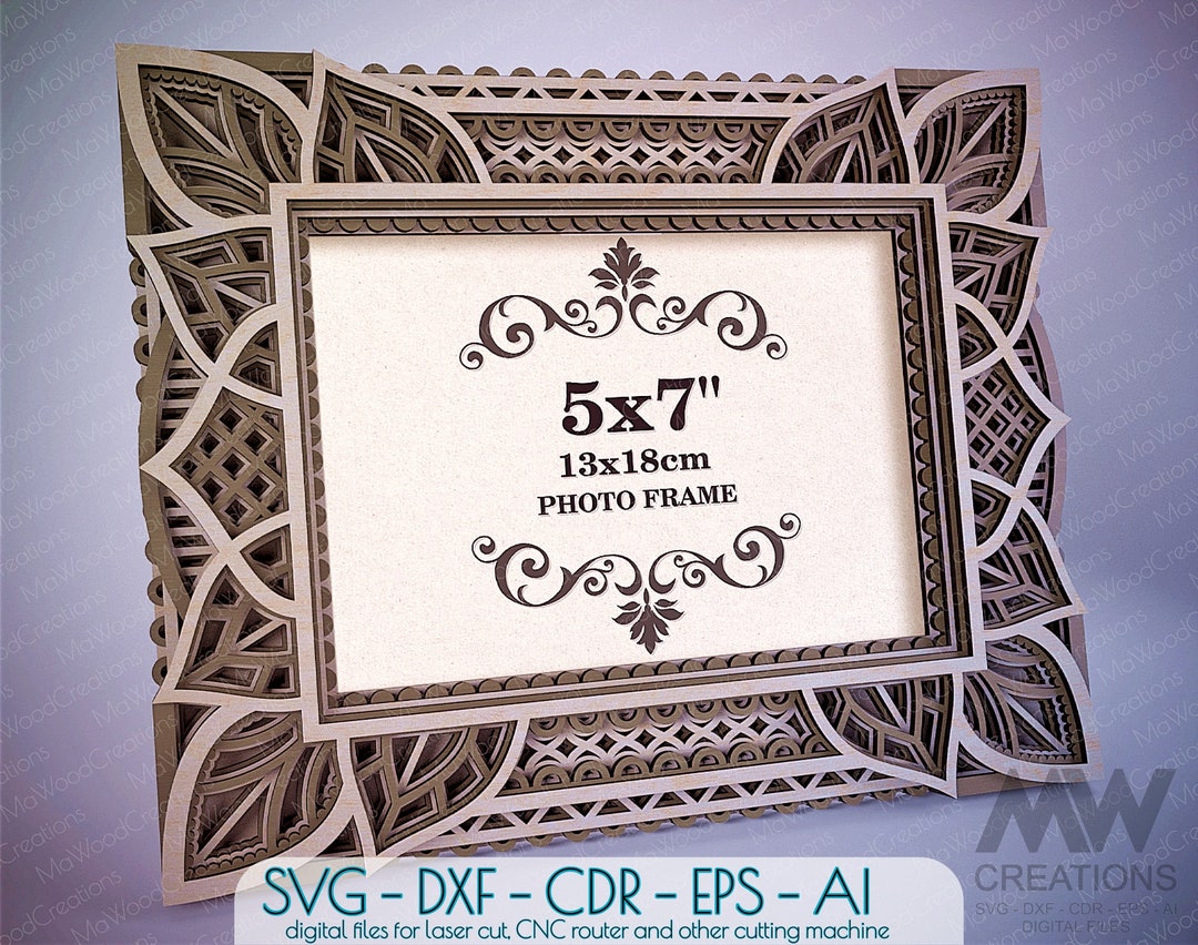5x7 Picture Frame Laser Cut Files, Layered Frame SVG DXF, Multilayer ...