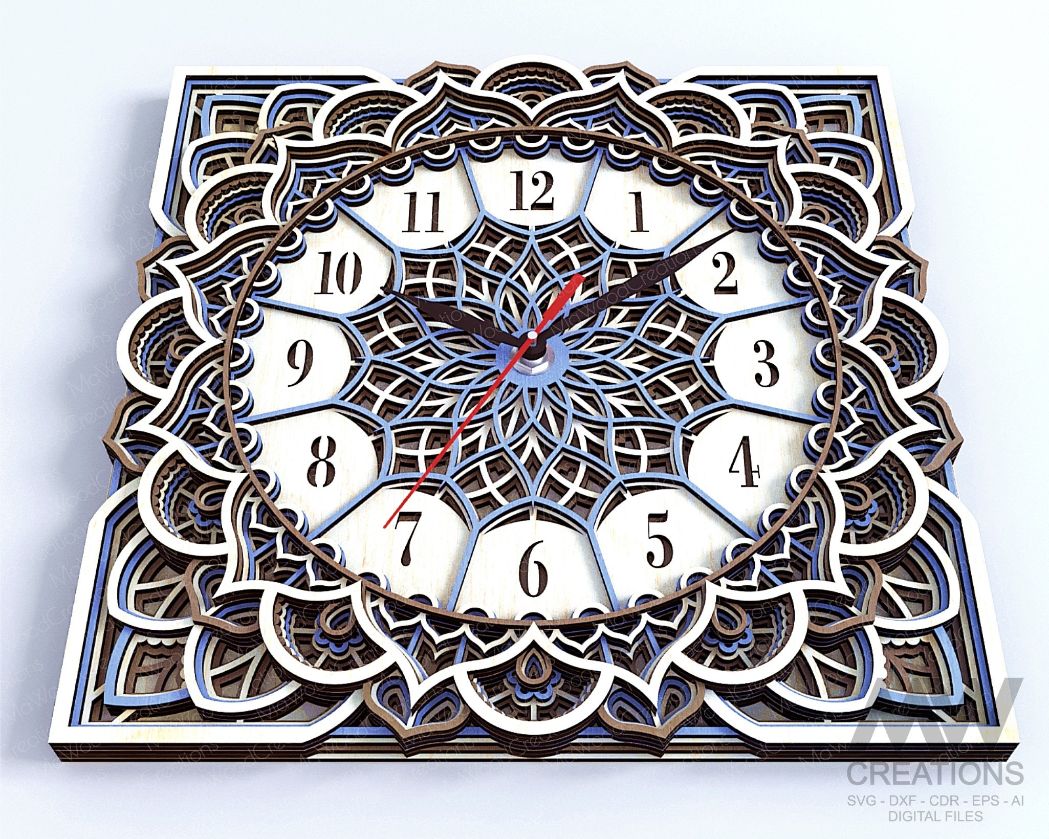 7 Layer Mandala Clock Svg 3d Layer Svg Clock Multi Layer - Etsy Canada