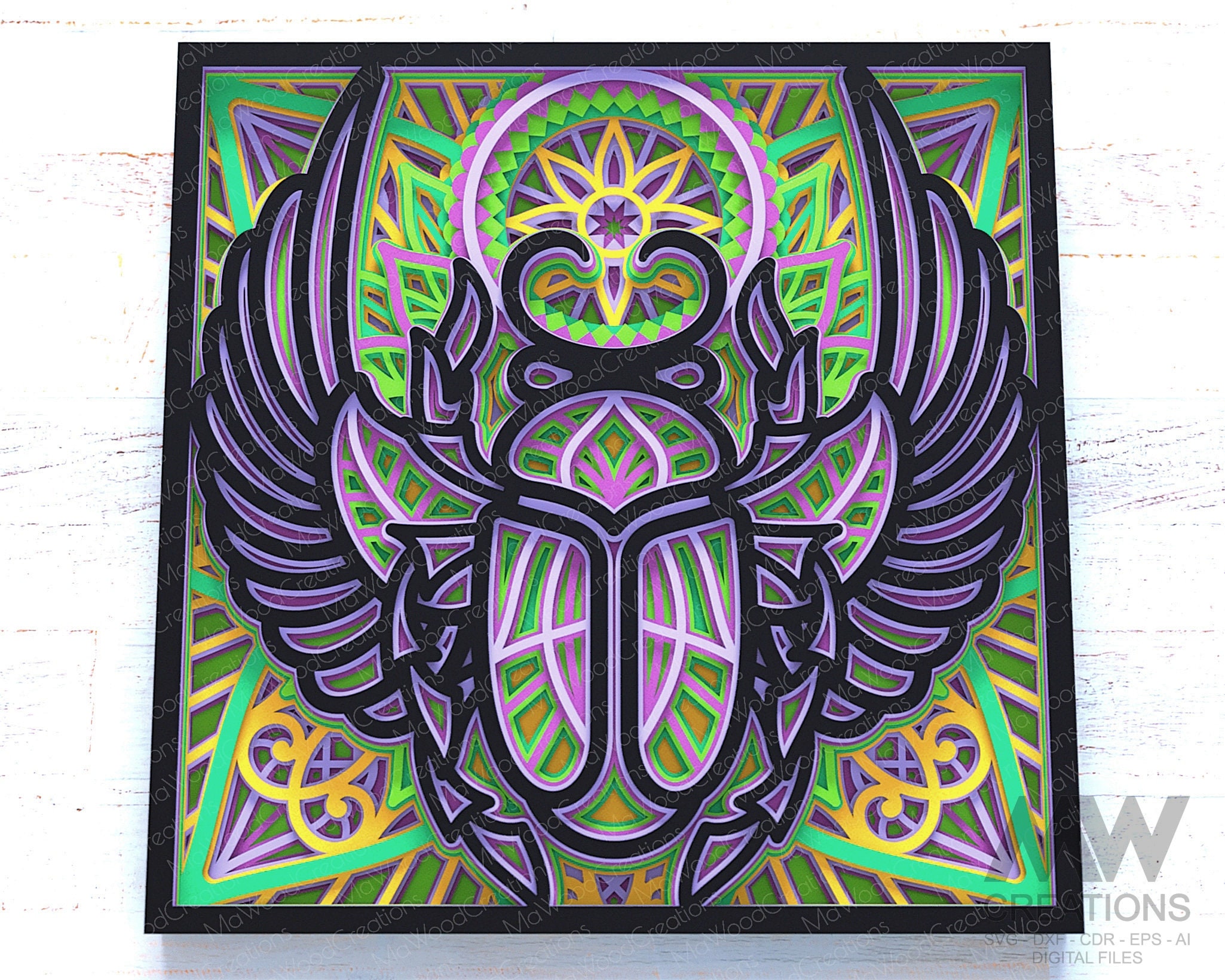 3d Layered Scarabaeus Svg Scarabaeus Mandala Svg Paper Cut - Etsy