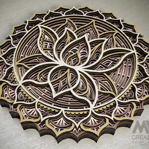 Laser Cut Multi Layer Lotus Flower SVG DXF, 3D Lotus Svg Mandala ...