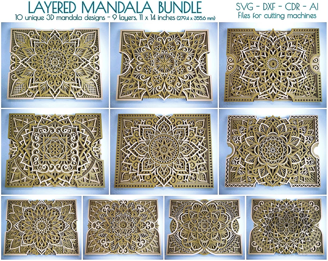 Layered Mandala Bundle SVG DXF, Multi-layer Mandala Bundle, Laser Cut ...