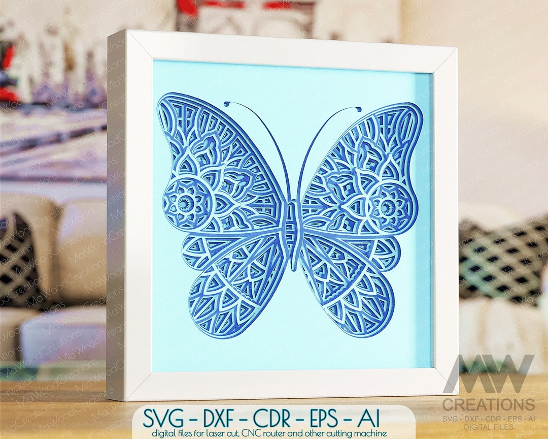 Butterfly Mandala SVG Dxf, Layered Butterfly Svg, Shadowbox Butterfly ...