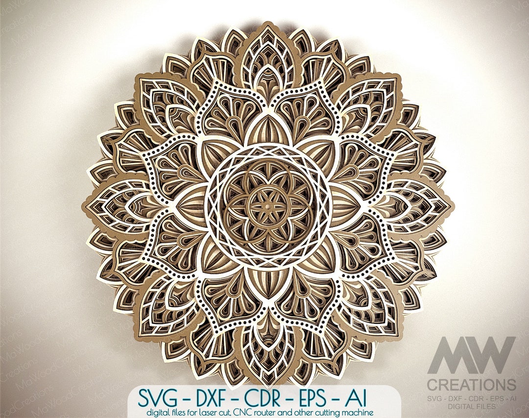 3D SVG Mandala, Multi Layer Mandala SVG Dxf, Cricut Circular Mandala ...