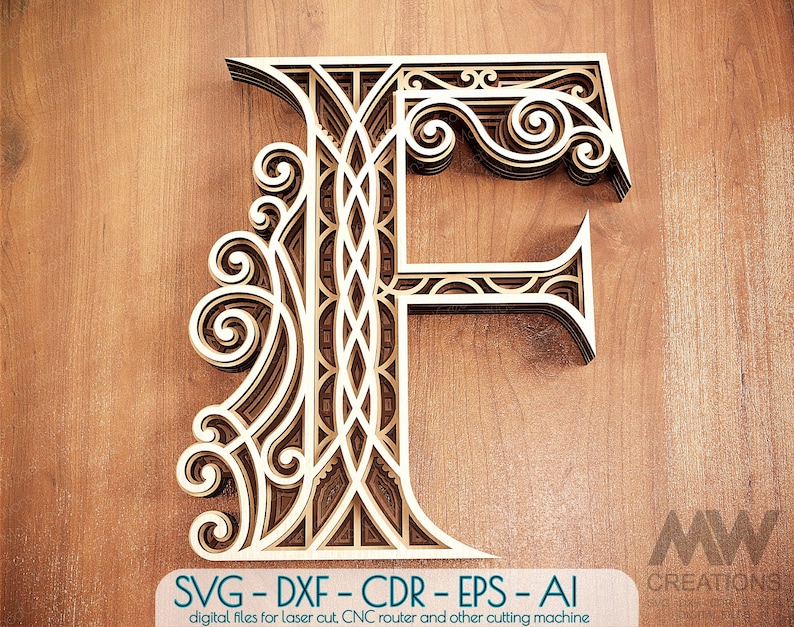 Layered Letter F Layered Letters SVG Multi Layer Letters - Etsy