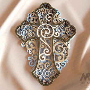 Layered Cross Design for Laser Cutting - Multilayer Cross SVG Dxf - 3D ...