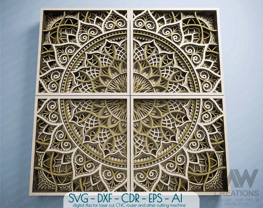 Laser Cut Multilayer Mandala SVG DXF, 3D Layer Mandala SVG, Modular ...