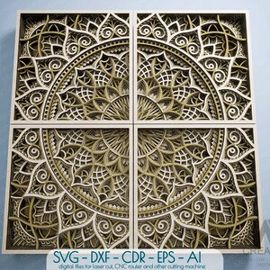 Laser Cut Multilayer Mandala SVG DXF, 3D Layer Mandala SVG, Modular Mandala Cutting Files ...