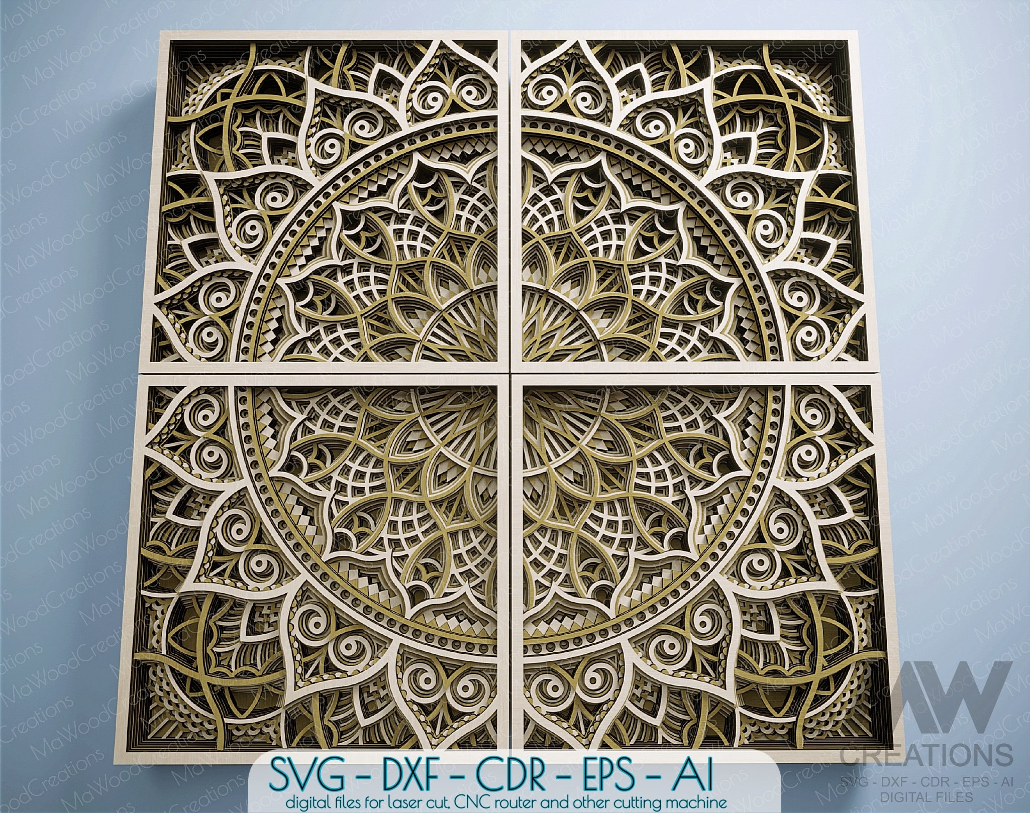 Laser Cut Multilayer Mandala SVG DXF 3D Layer Mandala SVG - Etsy