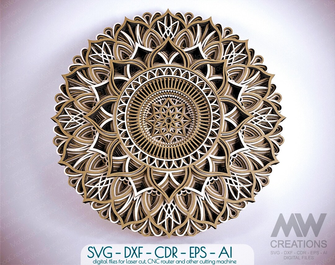 3D SVG Mandala, Multi Layer Mandala SVG Dxf, Cricut Circular Mandala ...